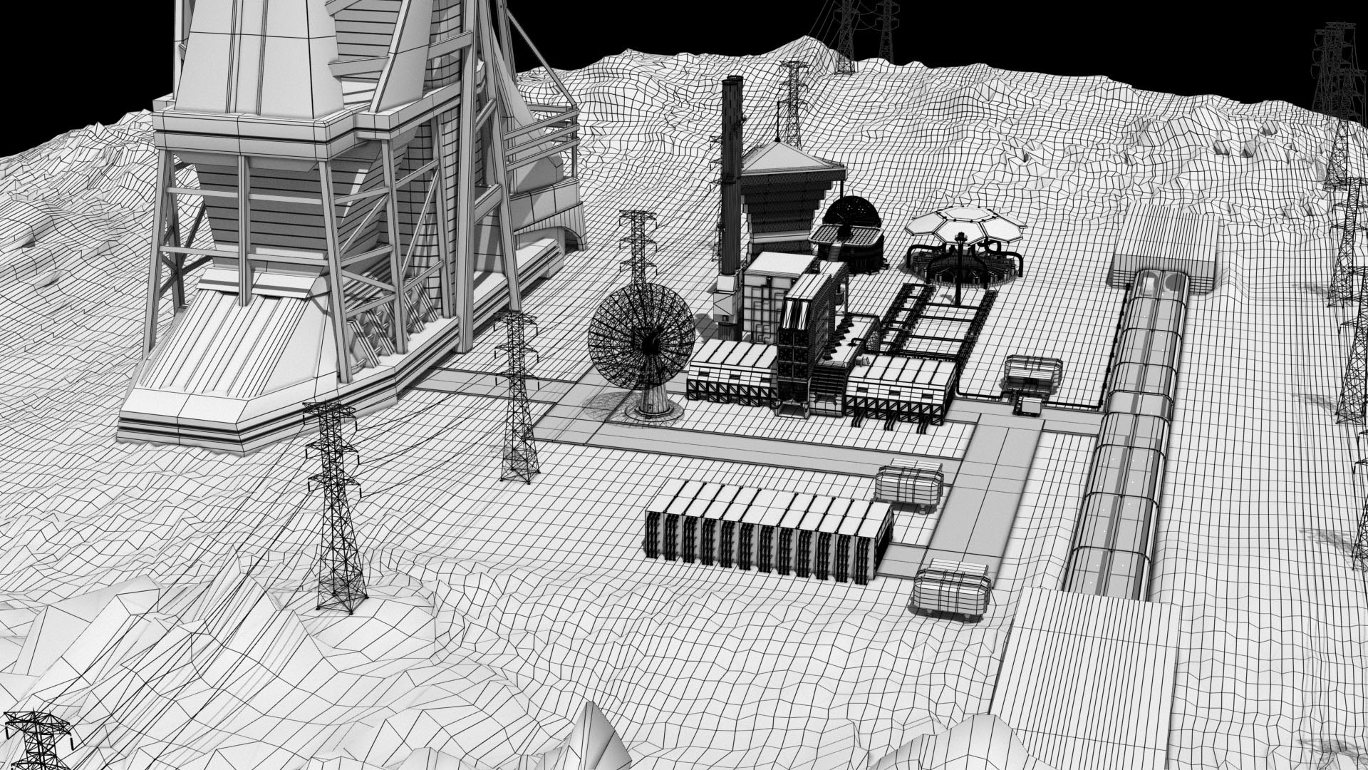 Facility futuristic build 3D model - TurboSquid 1355013