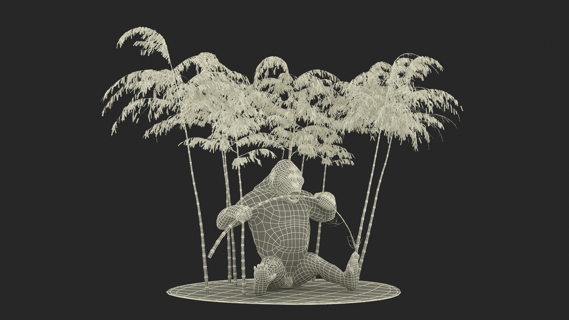 Big Ape Gigantopithecus Eats Bamboo Plants Model - TurboSquid 2311452