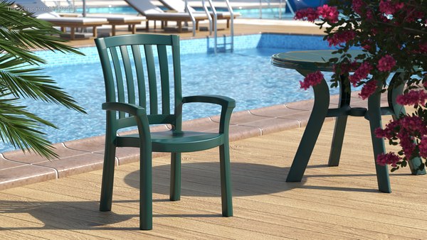 3D Green Plastic Table With Chairs - TurboSquid 1843174