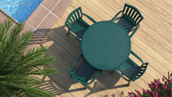 3D Green Plastic Table With Chairs - TurboSquid 1843174