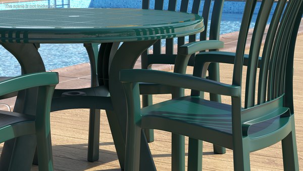 3D Green Plastic Table With Chairs - TurboSquid 1843174