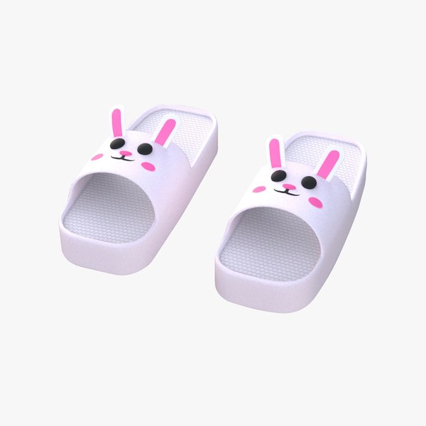 modelo 3d Pantuflas con forma de conejo de dibujos animados ...