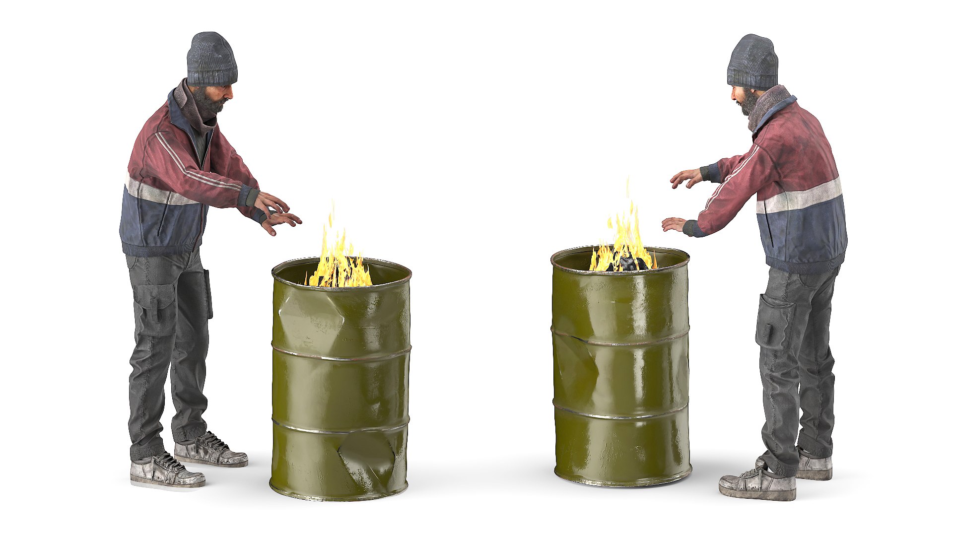 3D Model Homeless Man Warming Up At Barrel - TurboSquid 2329861