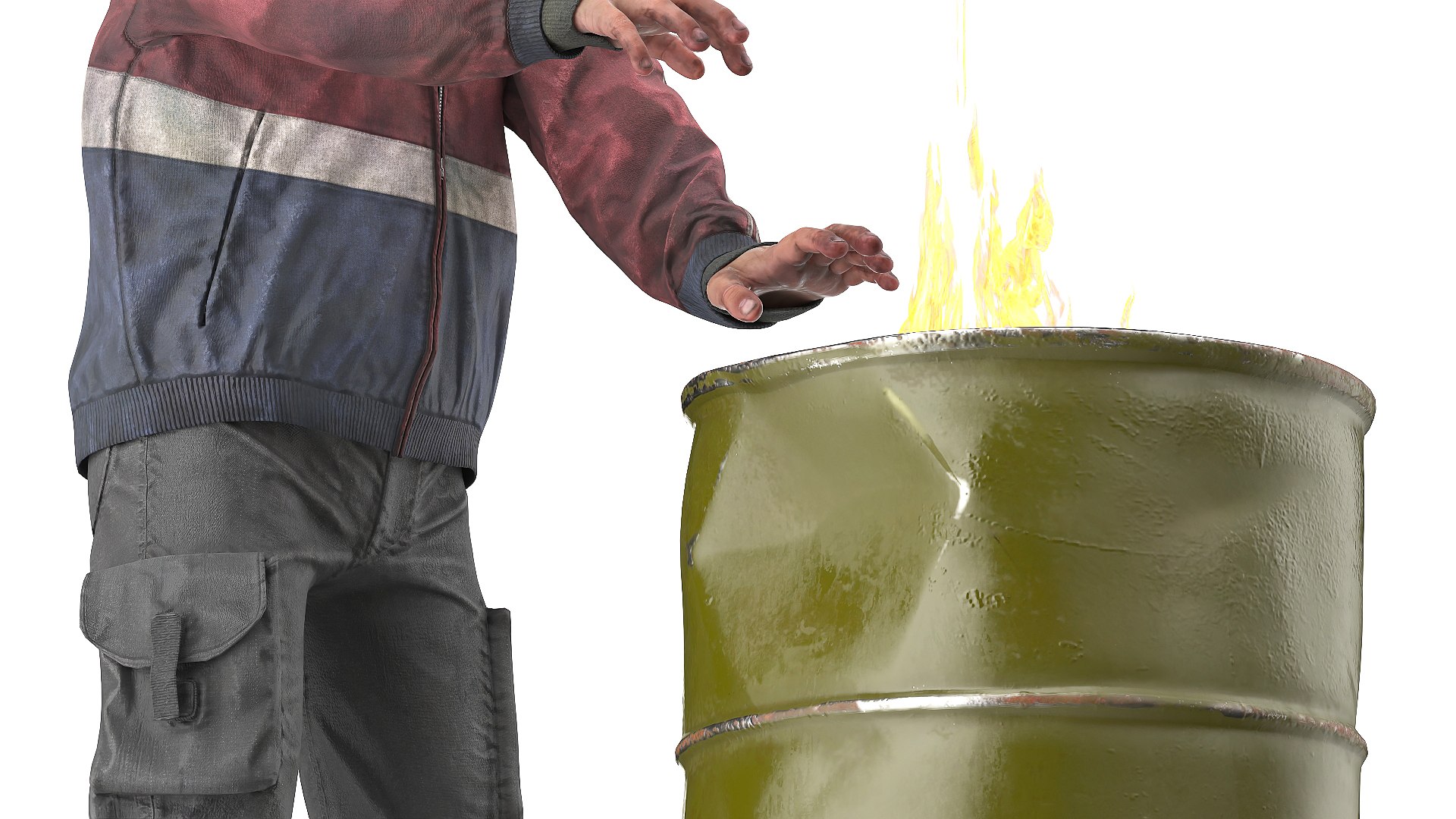 3D Model Homeless Man Warming Up At Barrel - TurboSquid 2329861