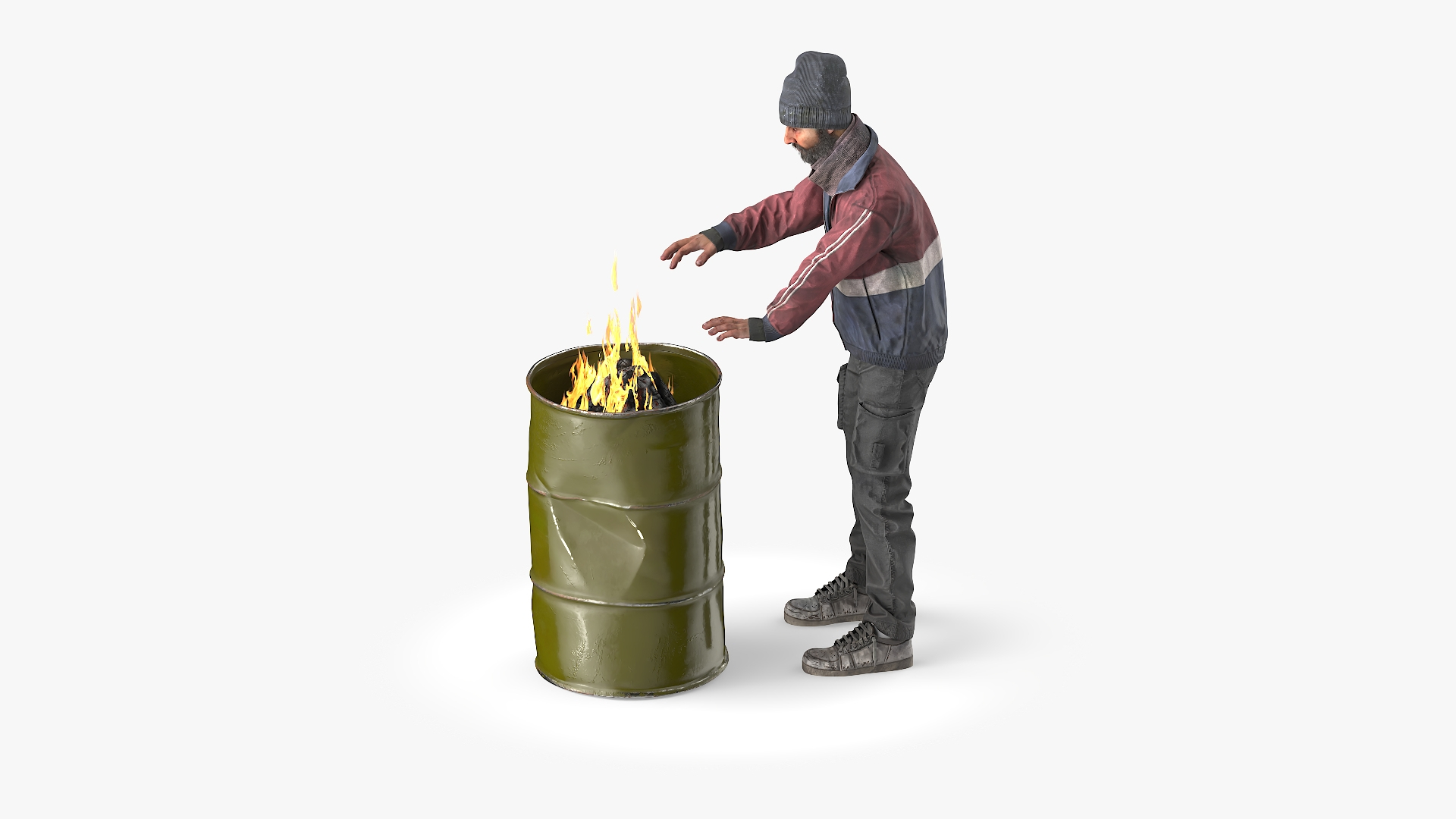 3D Model Homeless Man Warming Up At Barrel - TurboSquid 2329861