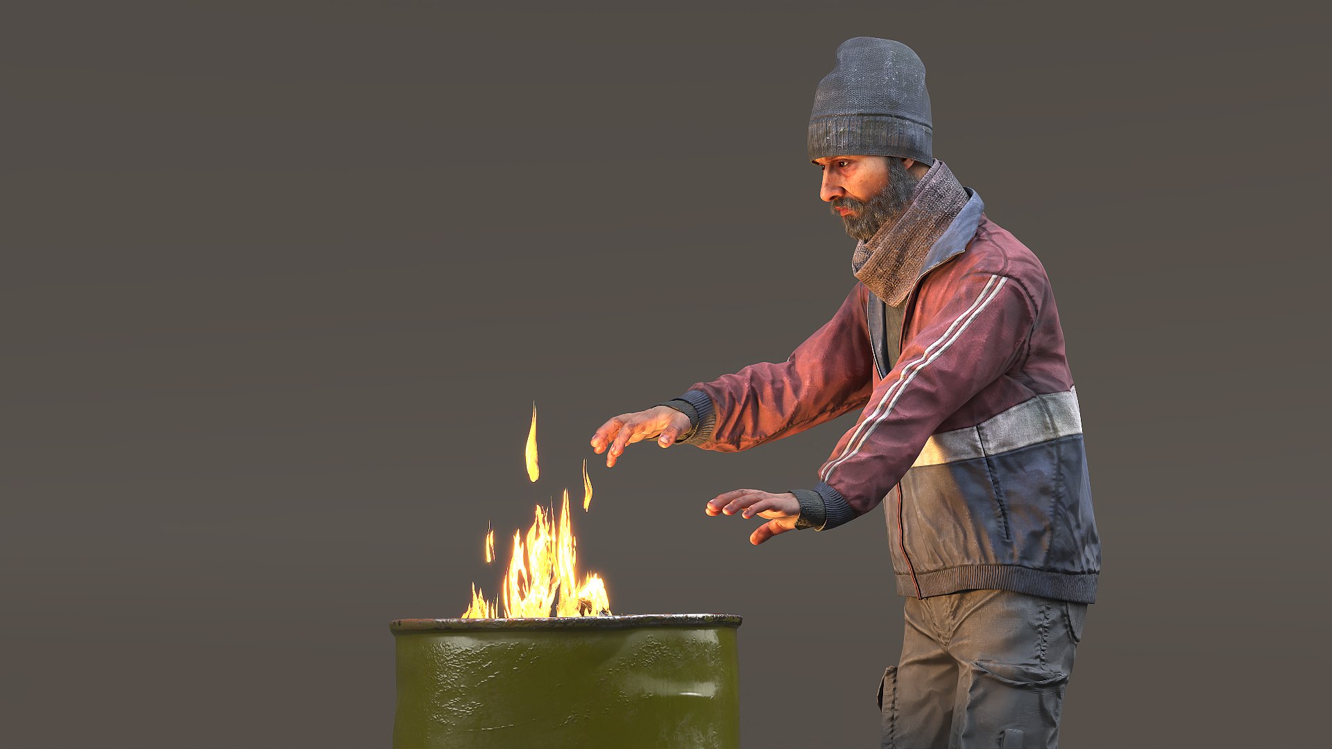 3D Model Homeless Man Warming Up At Barrel - TurboSquid 2329861