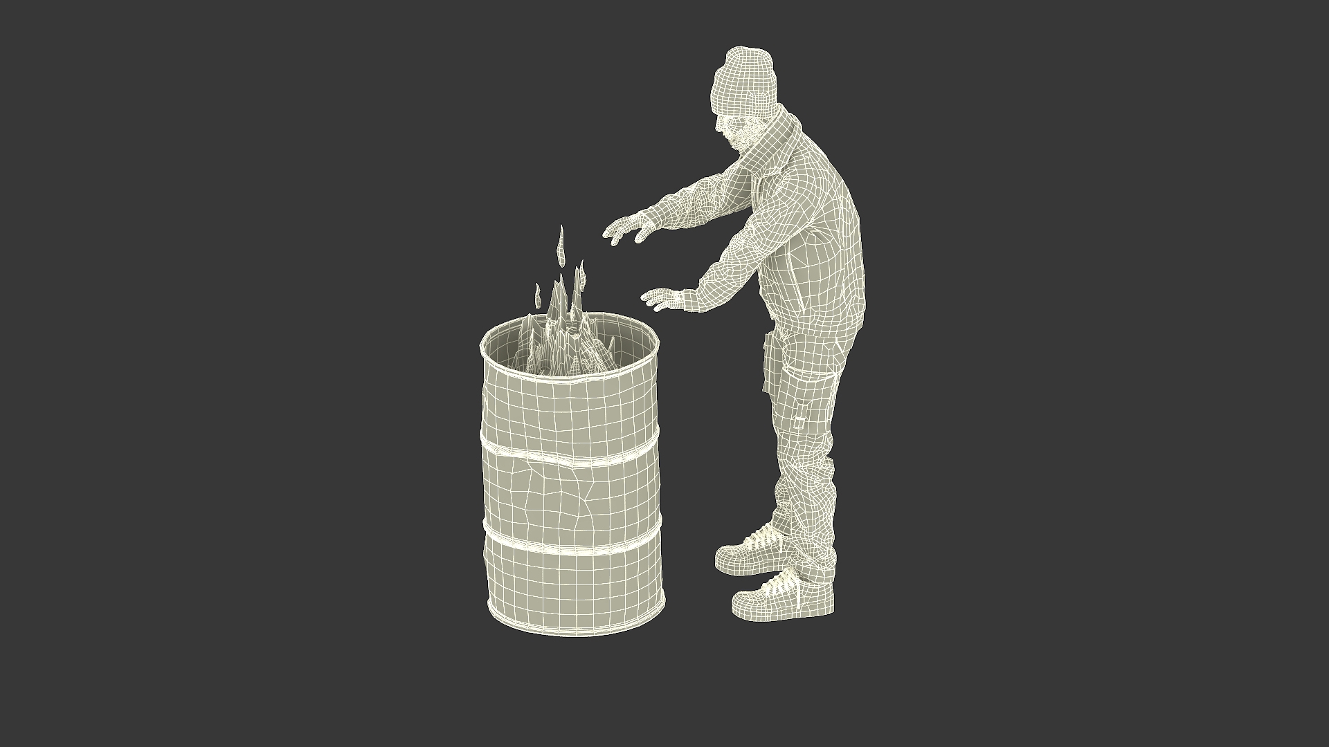 3D Model Homeless Man Warming Up At Barrel - TurboSquid 2329861