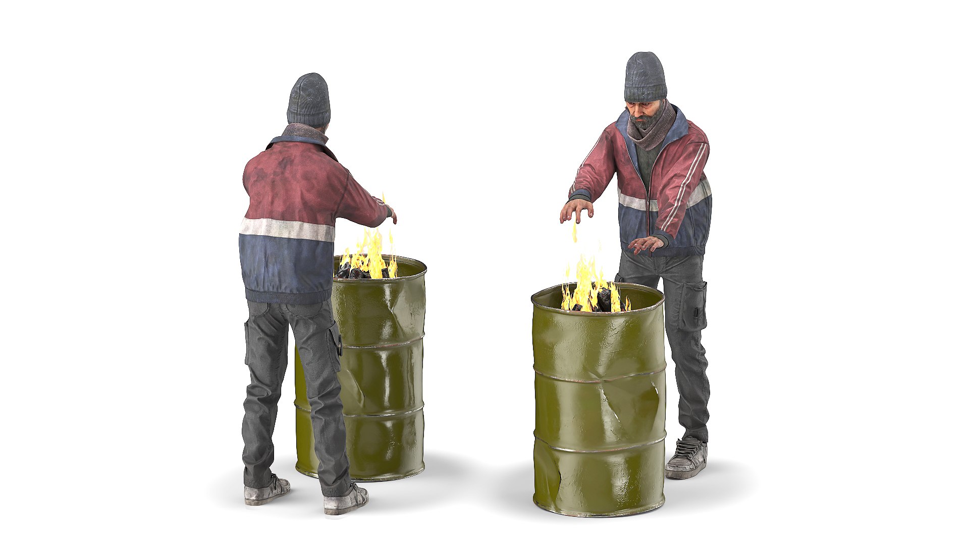 3D Model Homeless Man Warming Up At Barrel - TurboSquid 2329861