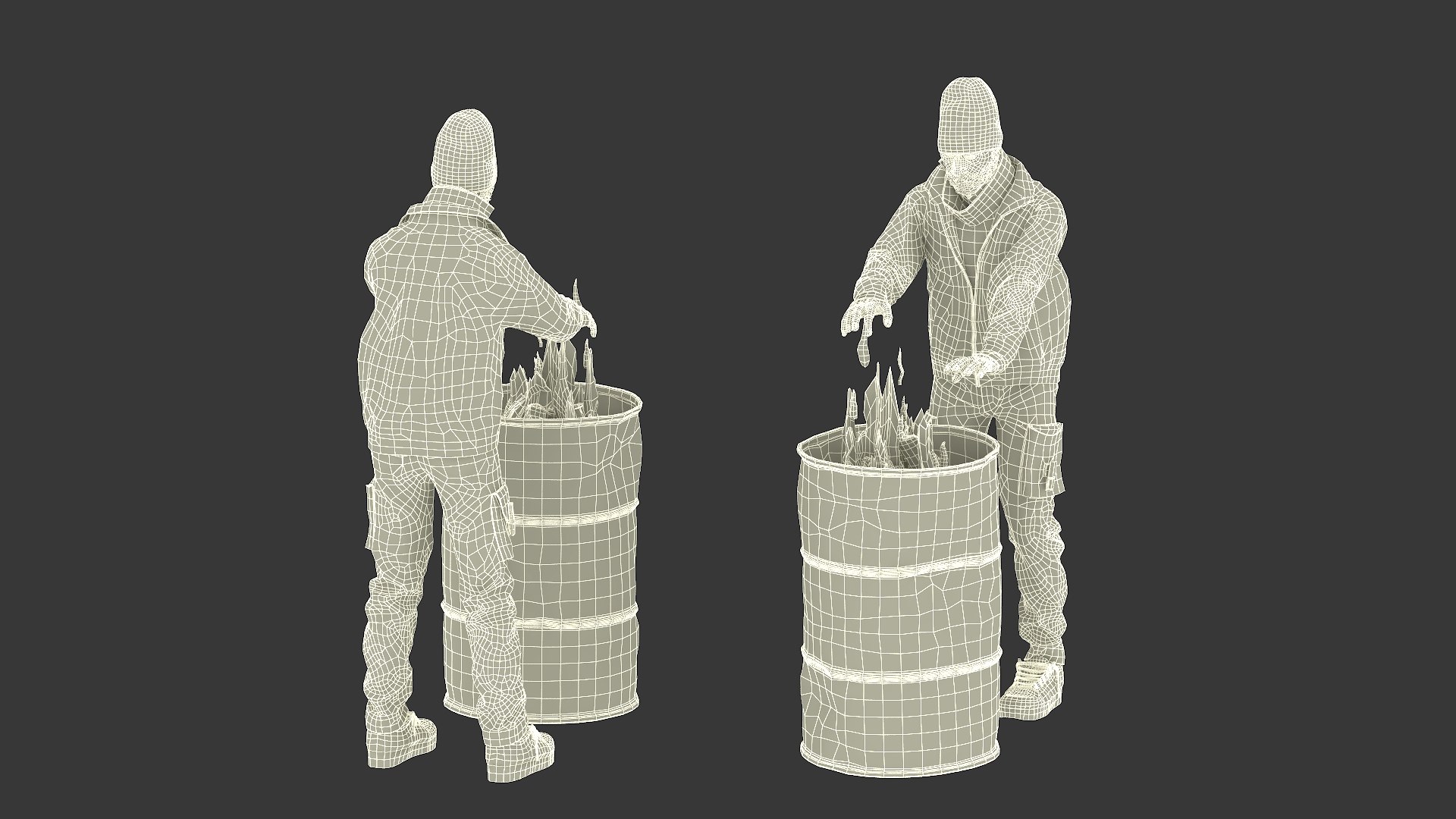 3D Model Homeless Man Warming Up At Barrel - TurboSquid 2329861