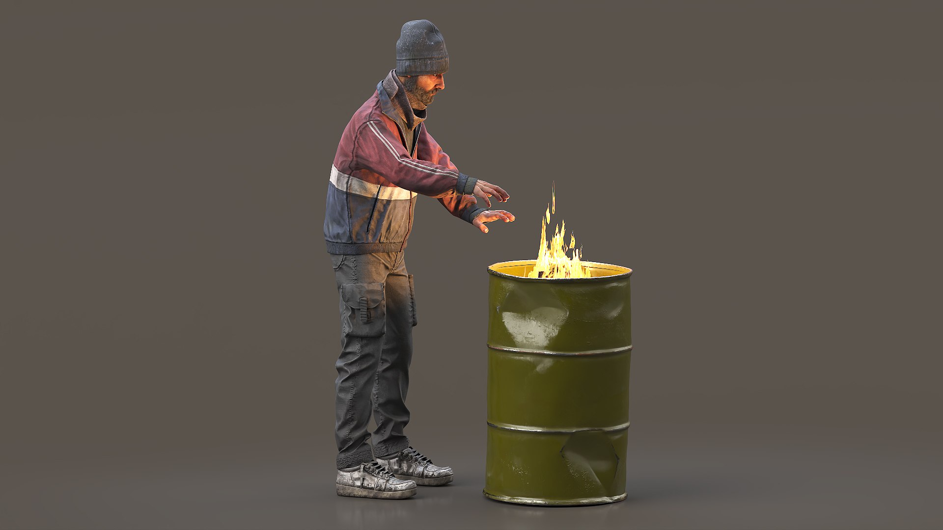 3D Model Homeless Man Warming Up At Barrel - TurboSquid 2329861