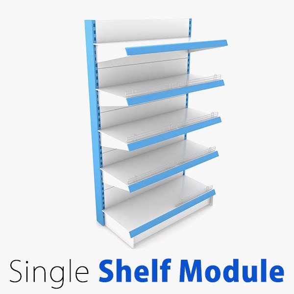 3d model supermarket double shelf module
