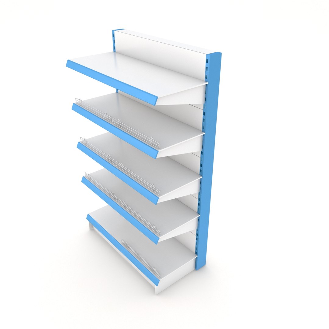 Supermarket Single Shelf Module 3d 3ds