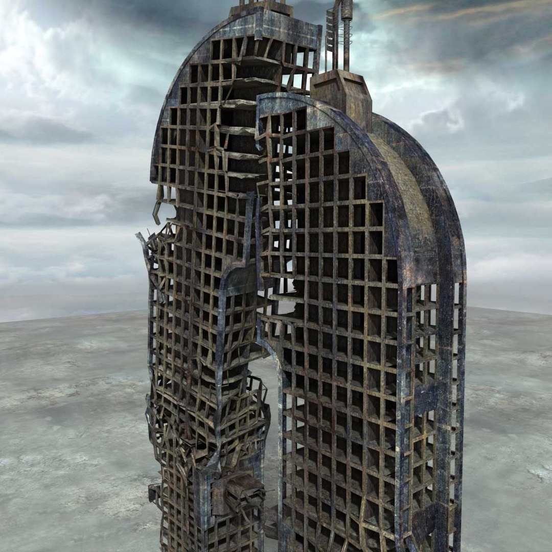 3ds max ruined skyscraper building