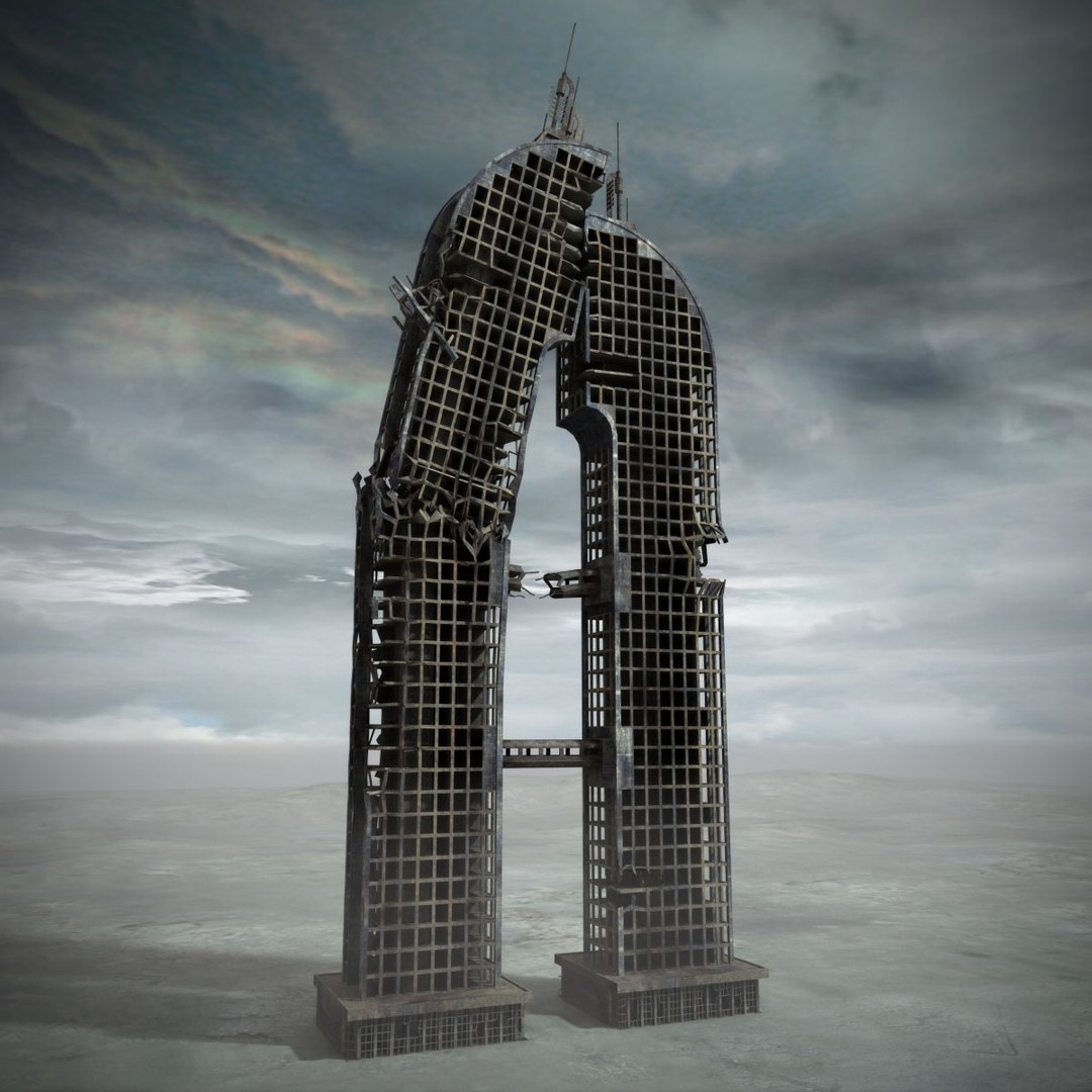 3ds max ruined skyscraper building
