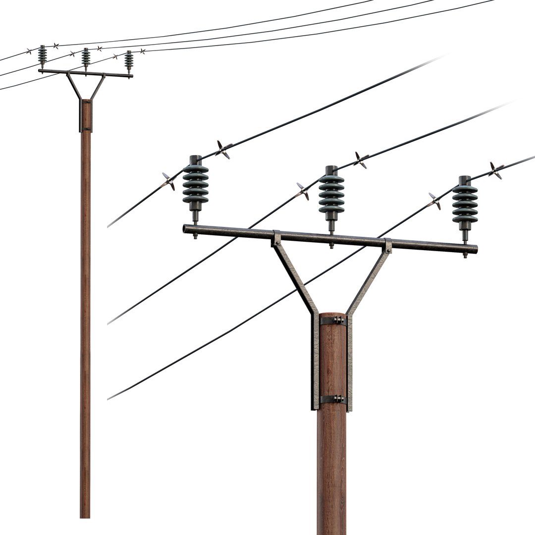 Wood Power Line Pole 3D - TurboSquid 1944334