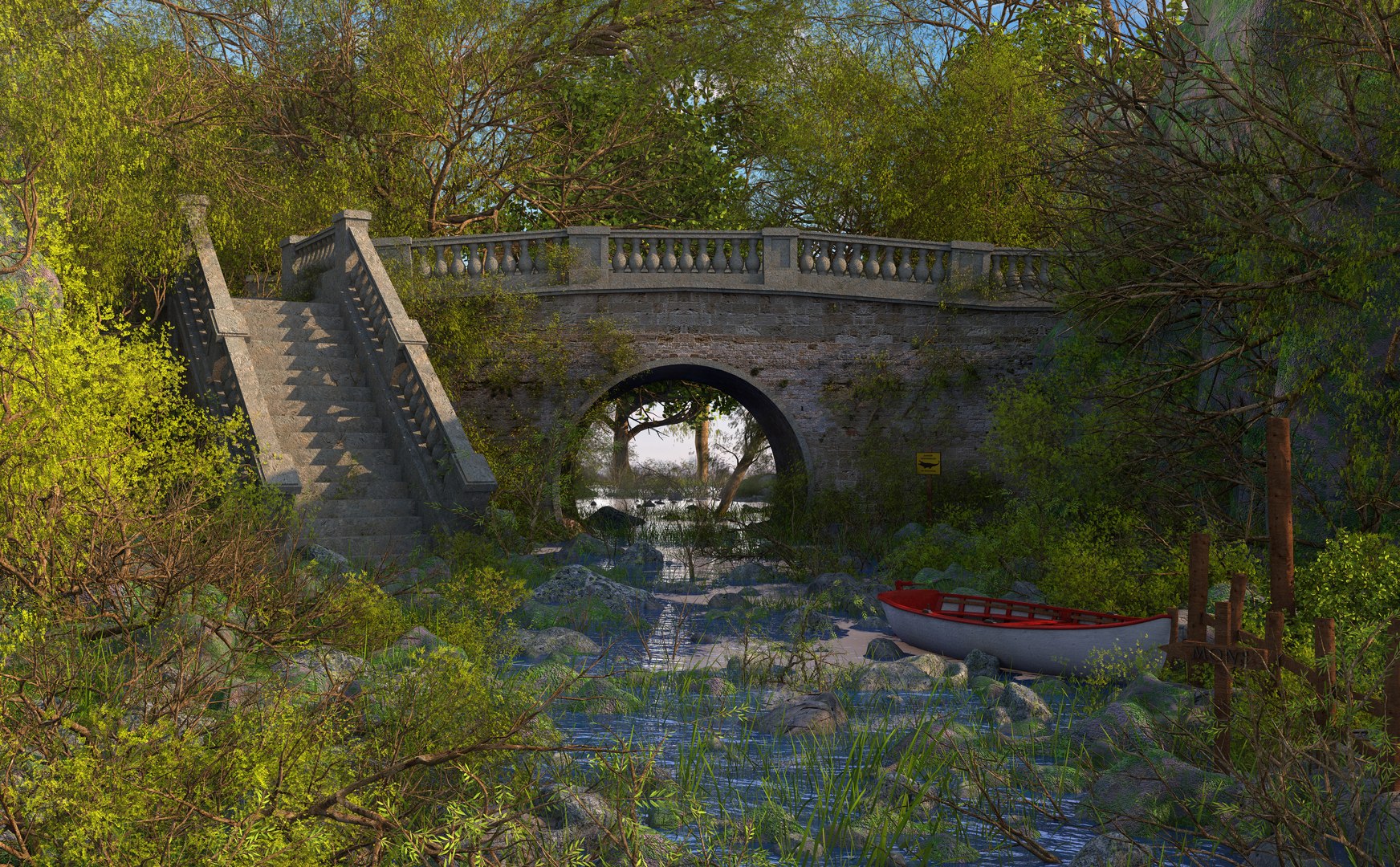 3D Model Landscape River Nature - TurboSquid 1681405