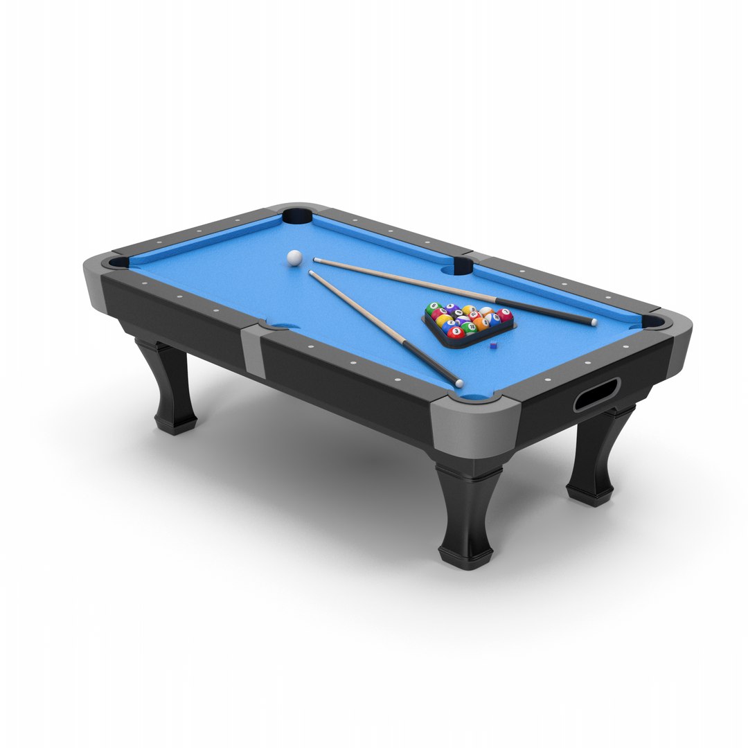 3D Blue Pool Table Set Model - TurboSquid 2188402