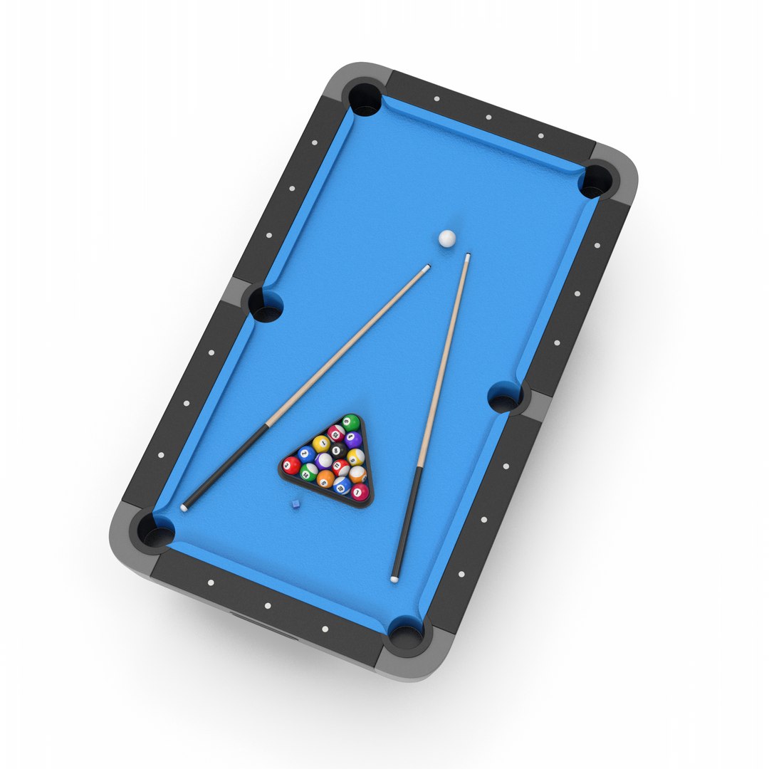 3D Blue Pool Table Set Model - TurboSquid 2188402