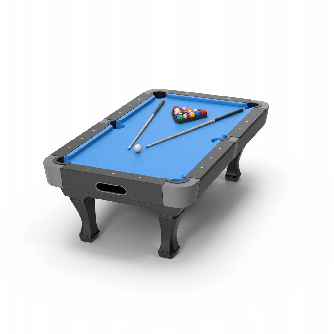 3D Blue Pool Table Set Model - TurboSquid 2188402