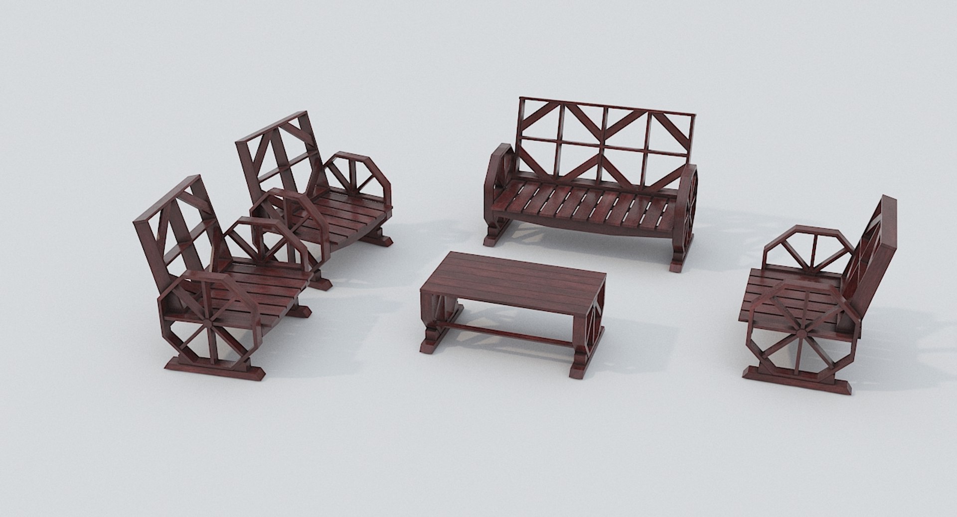 3D model Wooden Bench and Table - TurboSquid 1737228