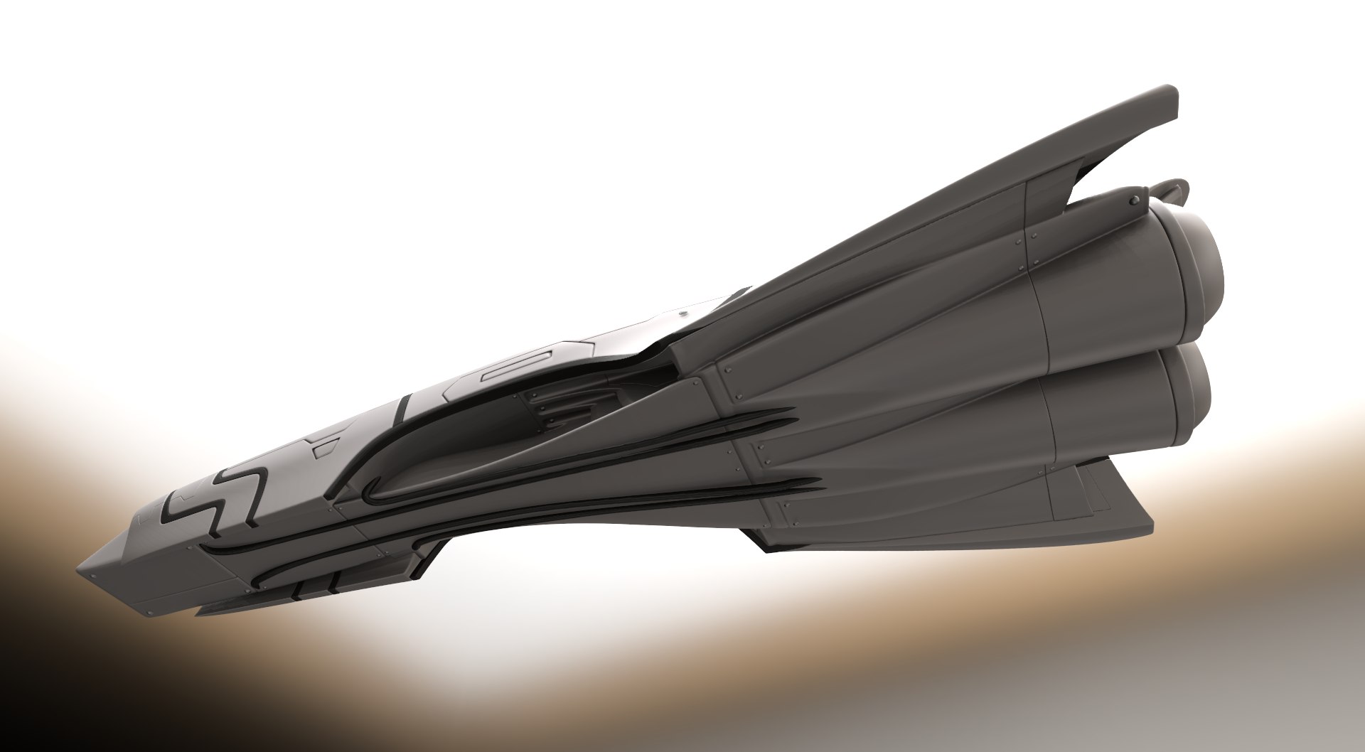 high-poly version spaceship - 3d obj