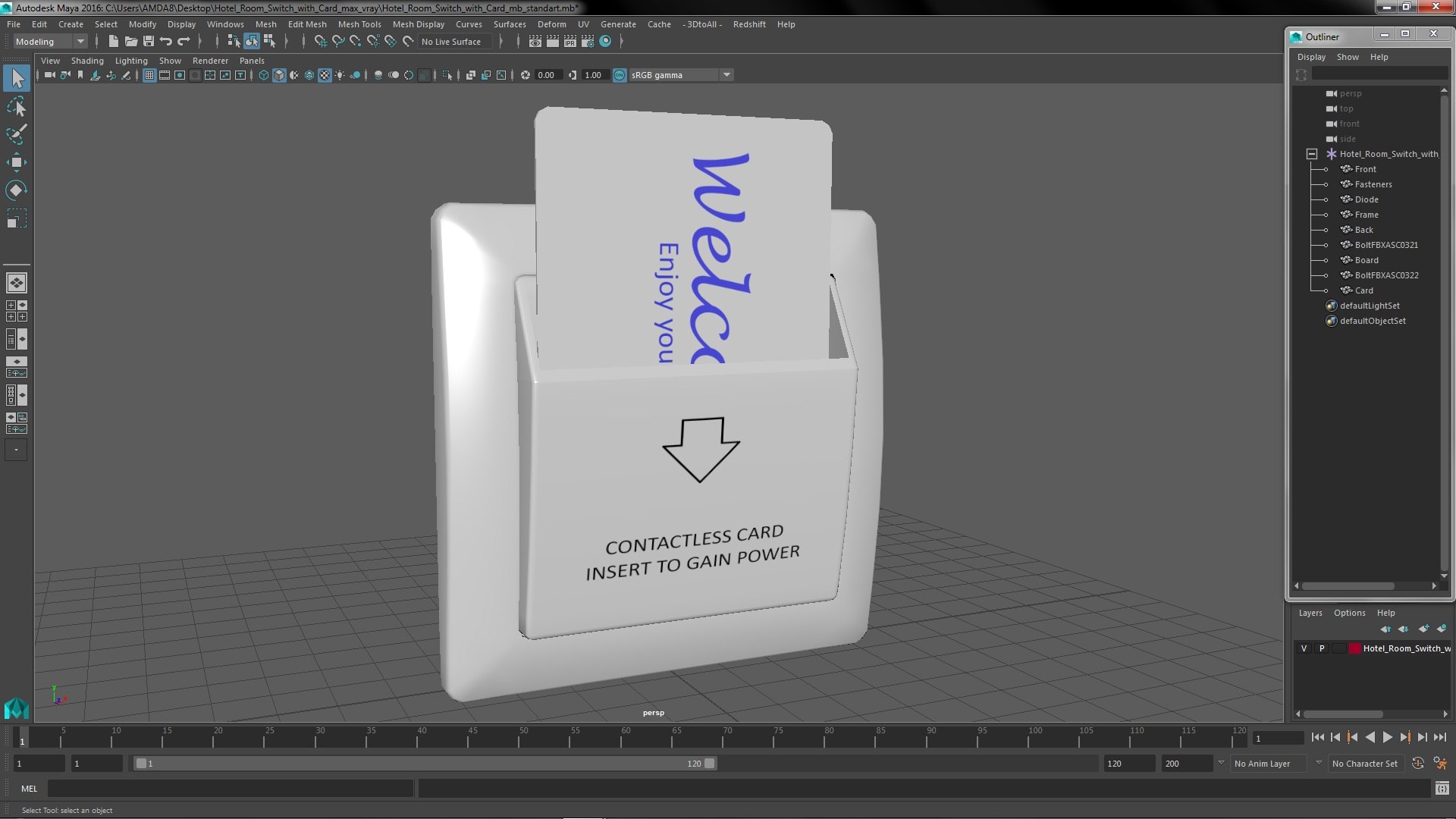 Hotel Room Switch With Card 3D Model - TurboSquid 1902560
