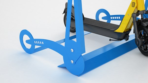Scooter Parking Rack with Electric Scooter 08 3D model - TurboSquid 2029343