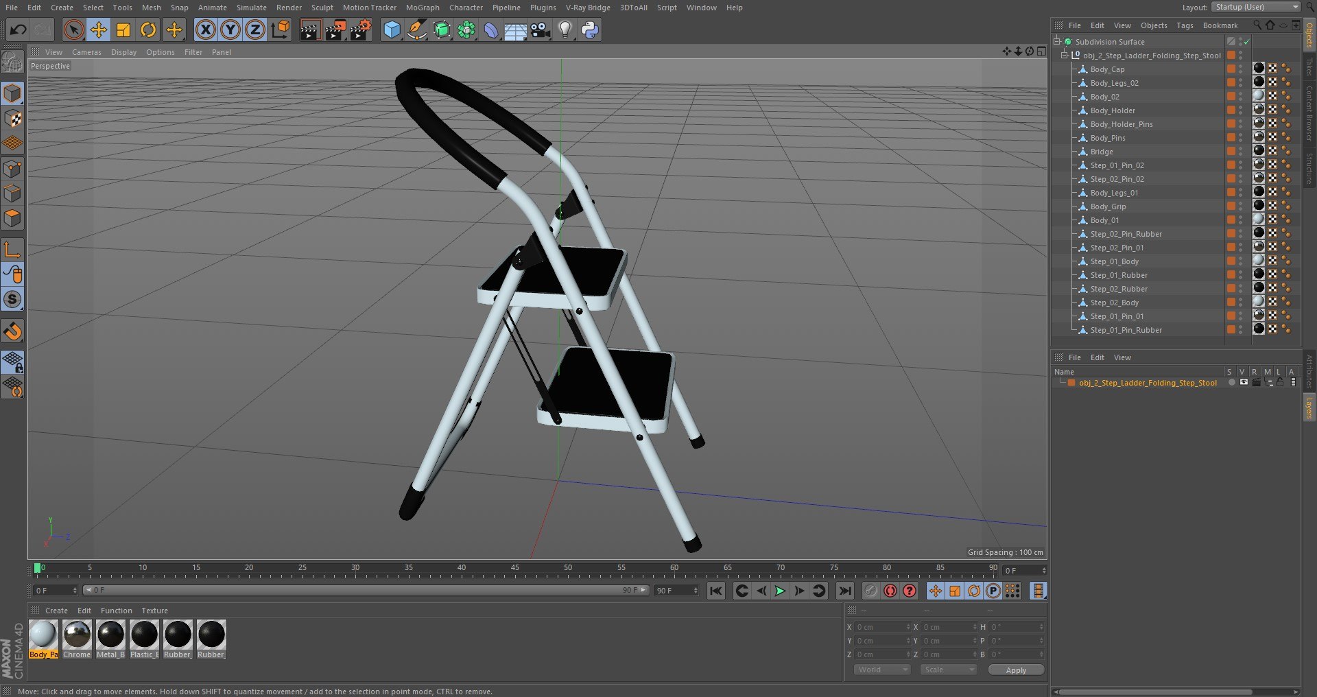 3D 2 Step Ladder Folding Step Stool model - TurboSquid 2154555