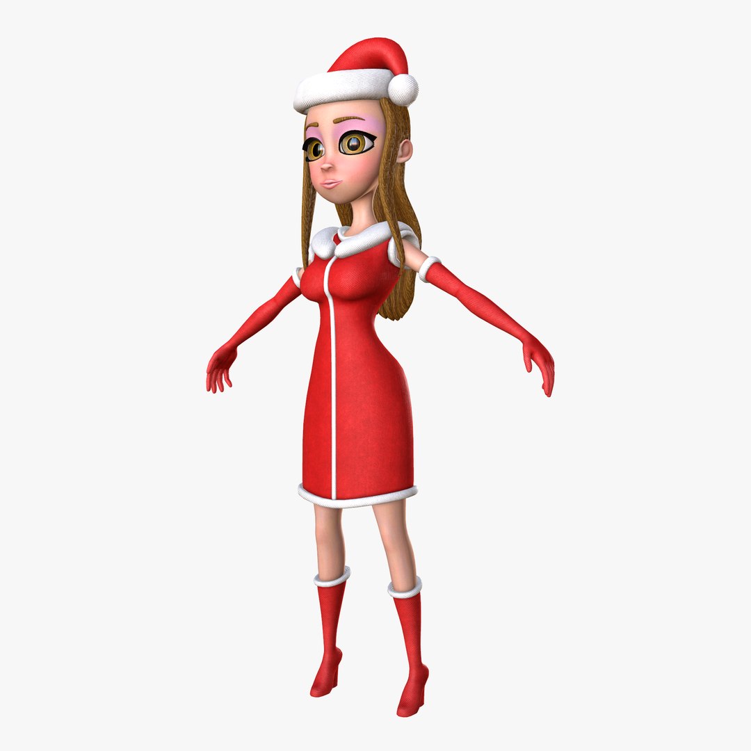 Alla Lady Santa Cartoon 3d Model