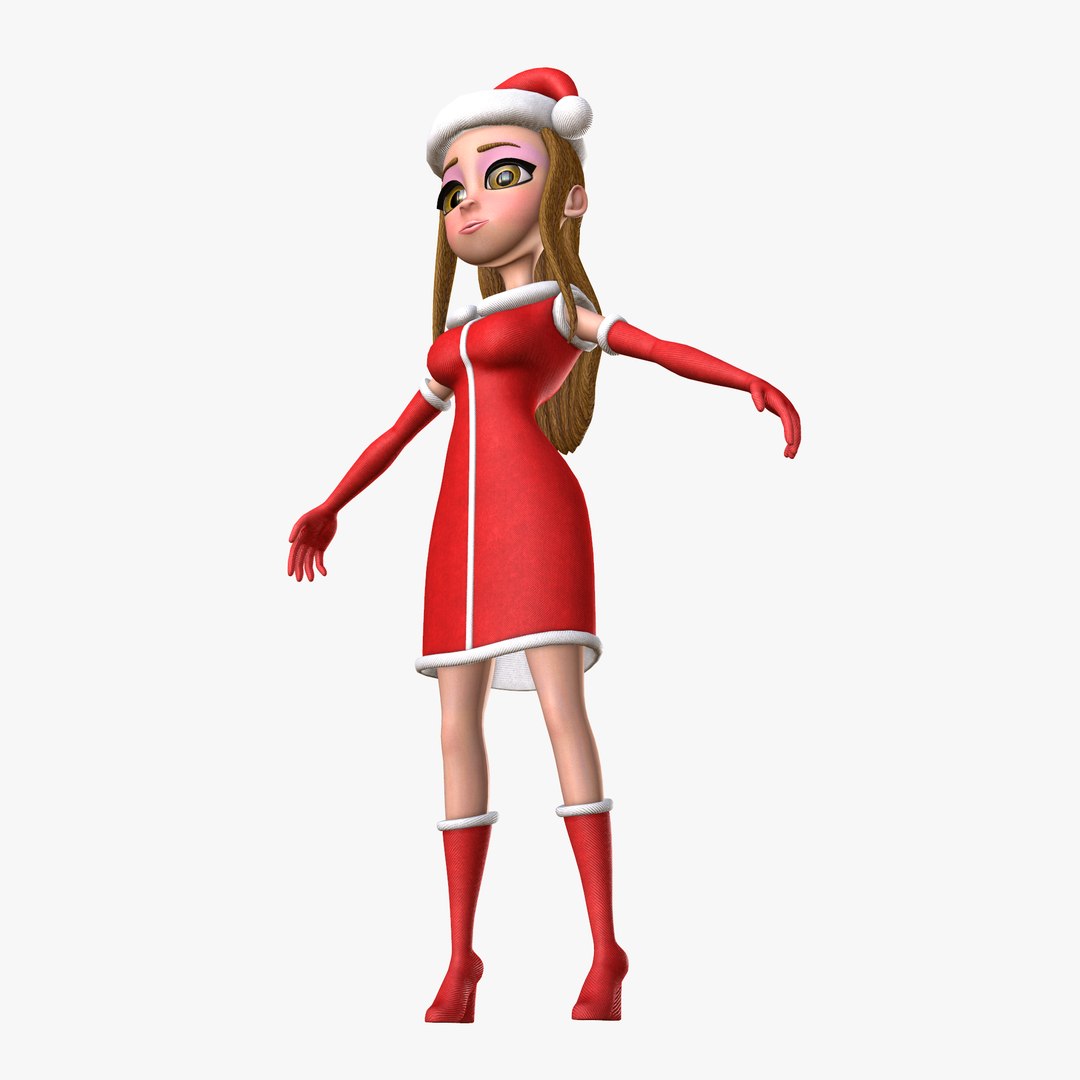 Alla Lady Santa Cartoon 3d Model