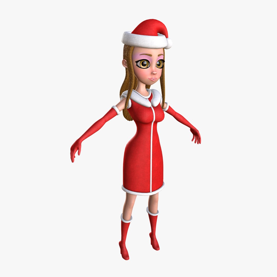 Alla Lady Santa Cartoon 3d Model