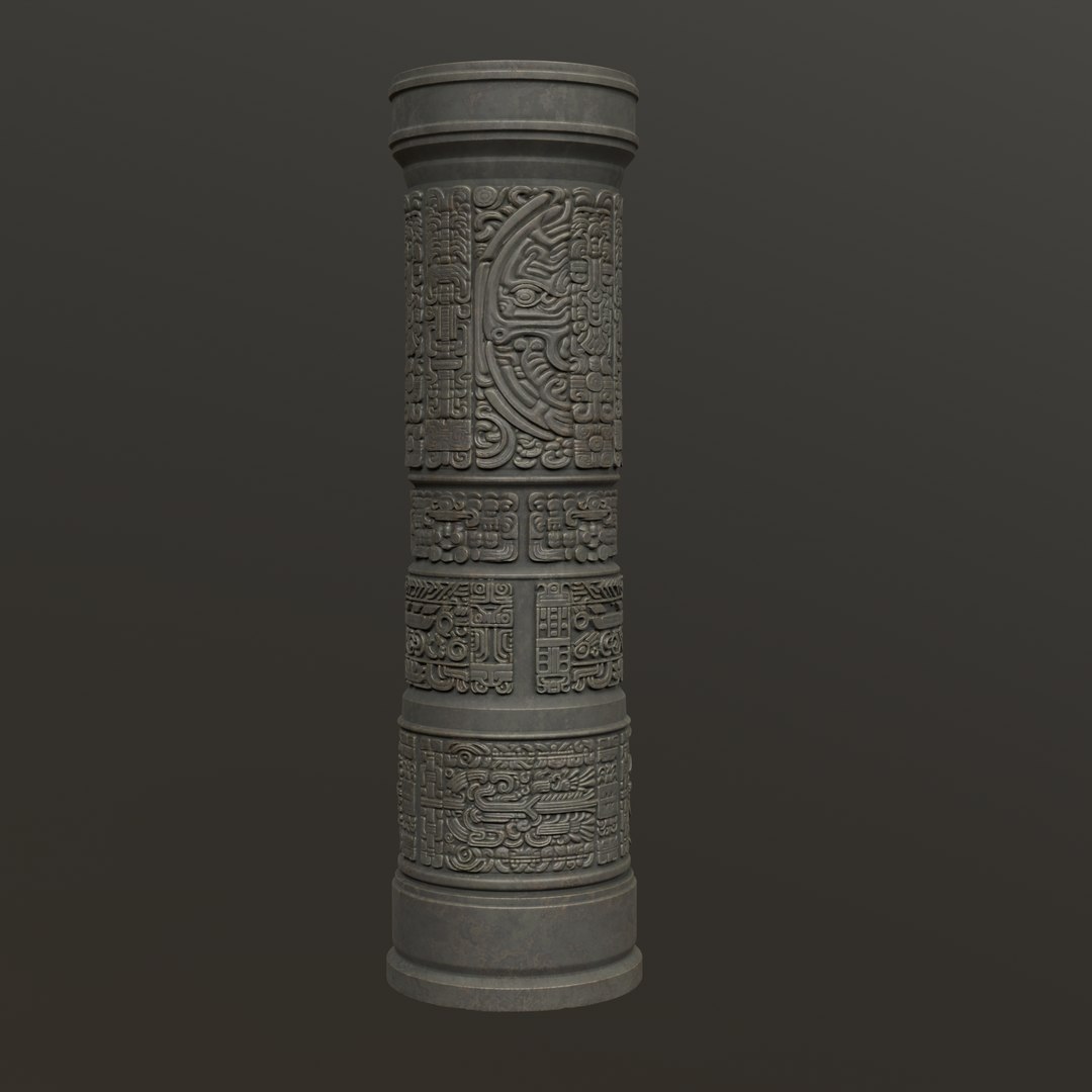 3D Low Poly PBR Black Mayan Temple Pillars Model - TurboSquid 2162319