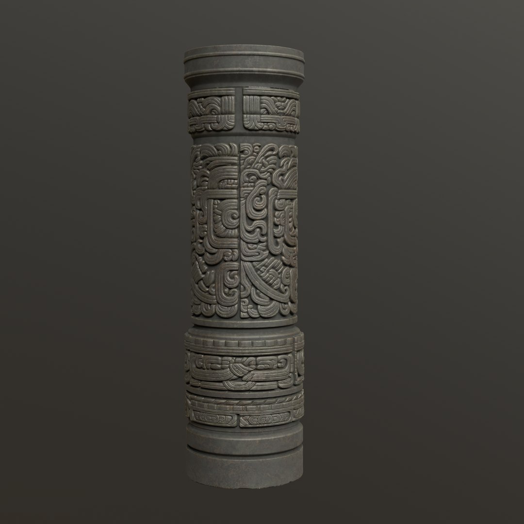 3D Low Poly PBR Black Mayan Temple Pillars Model - TurboSquid 2162319