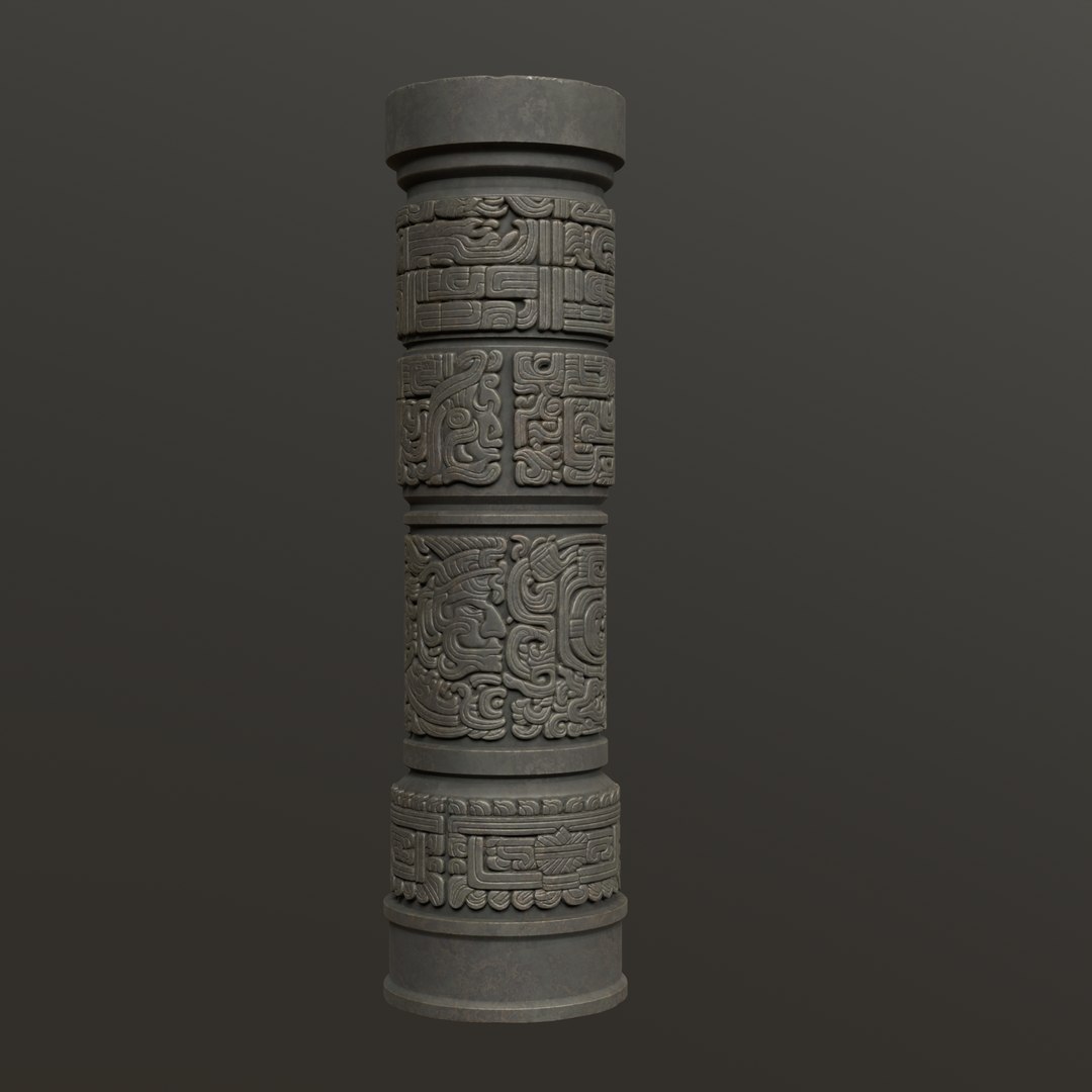 3D Low Poly PBR Black Mayan Temple Pillars Model - TurboSquid 2162319