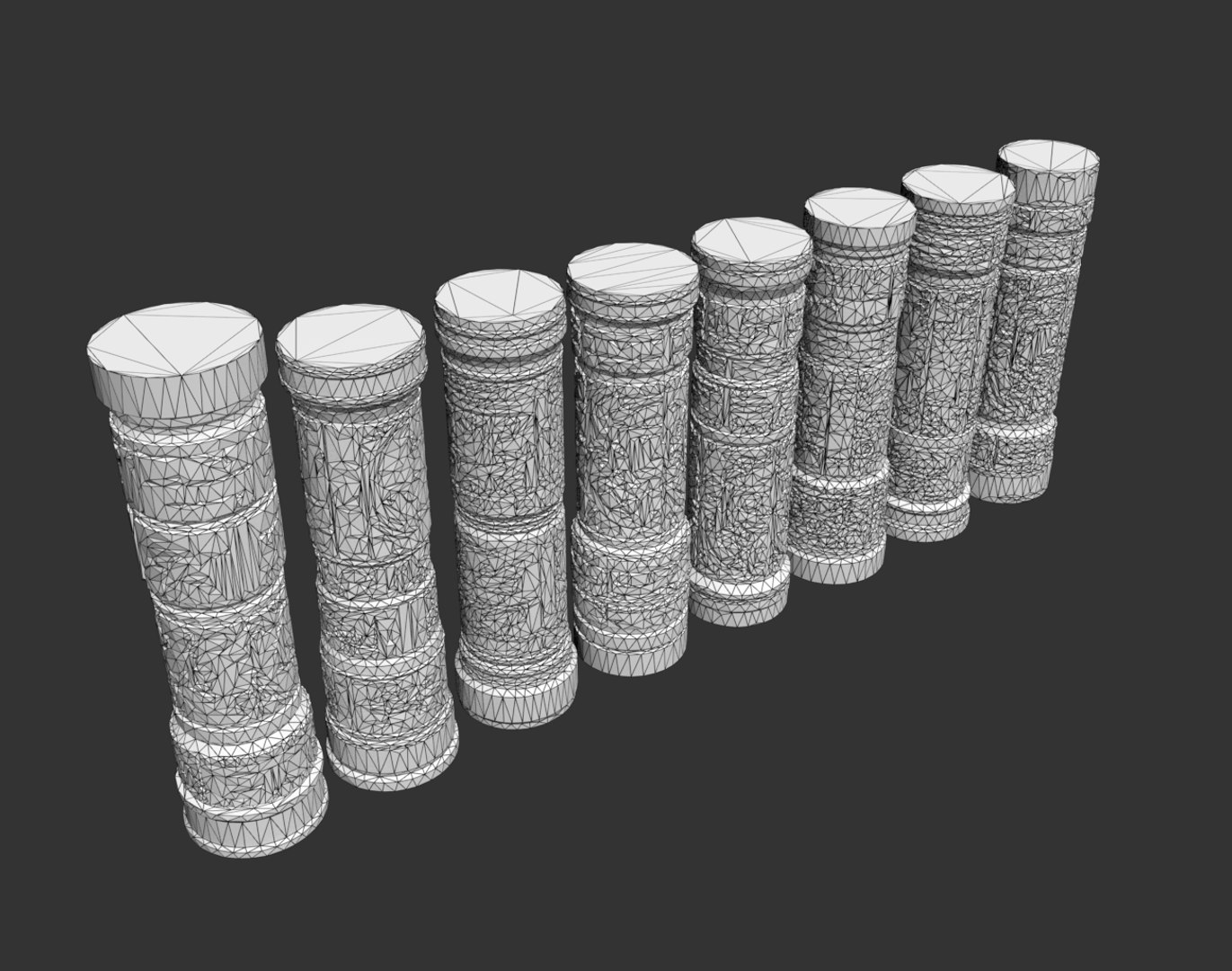3D Low Poly PBR Black Mayan Temple Pillars Model - TurboSquid 2162319