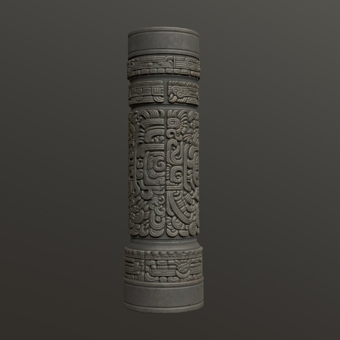 3D Low Poly PBR Black Mayan Temple Pillars Model - TurboSquid 2162319