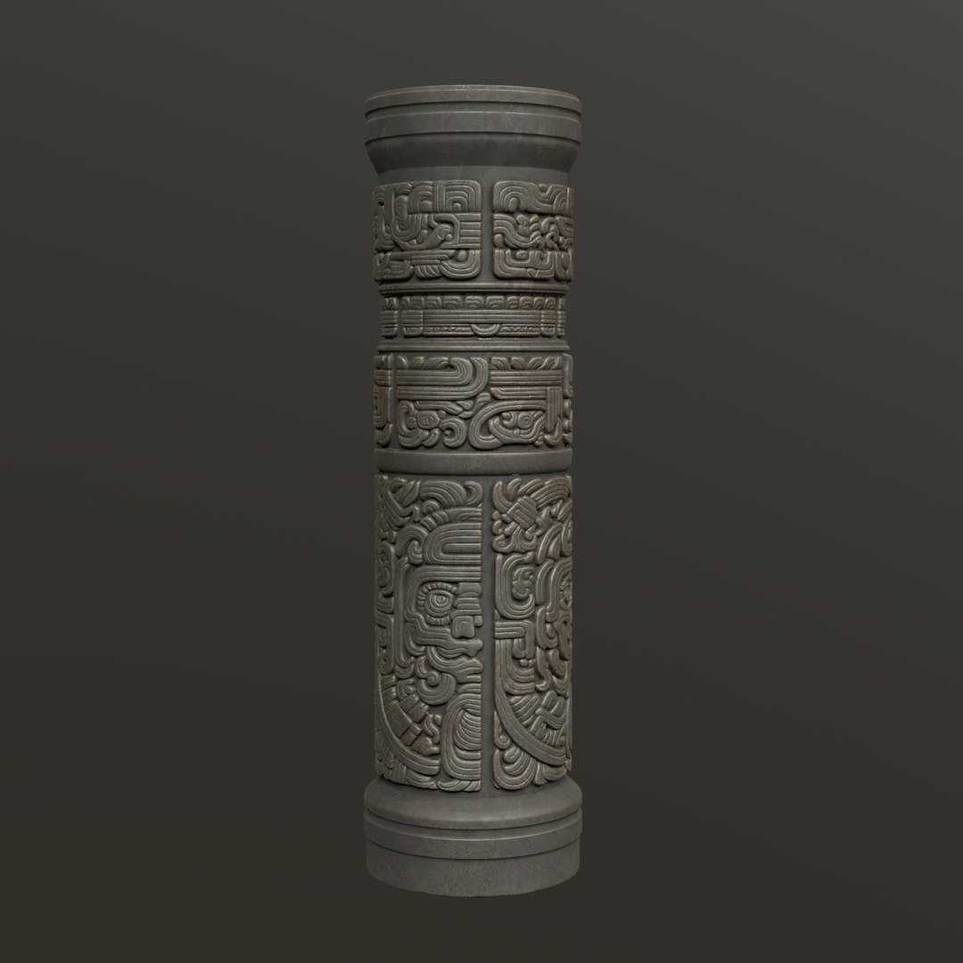 3D Low Poly PBR Black Mayan Temple Pillars Model - TurboSquid 2162319
