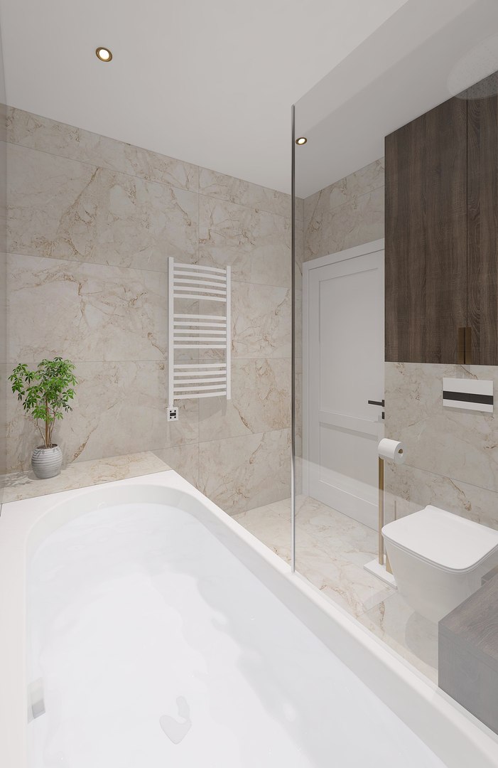 3D Beautiful Bathroom With Marble Tiles Model - TurboSquid 1818055