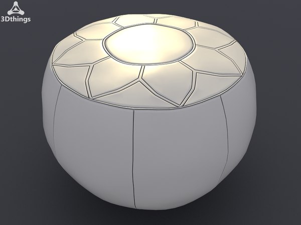 traditional leather pouffe 3d model