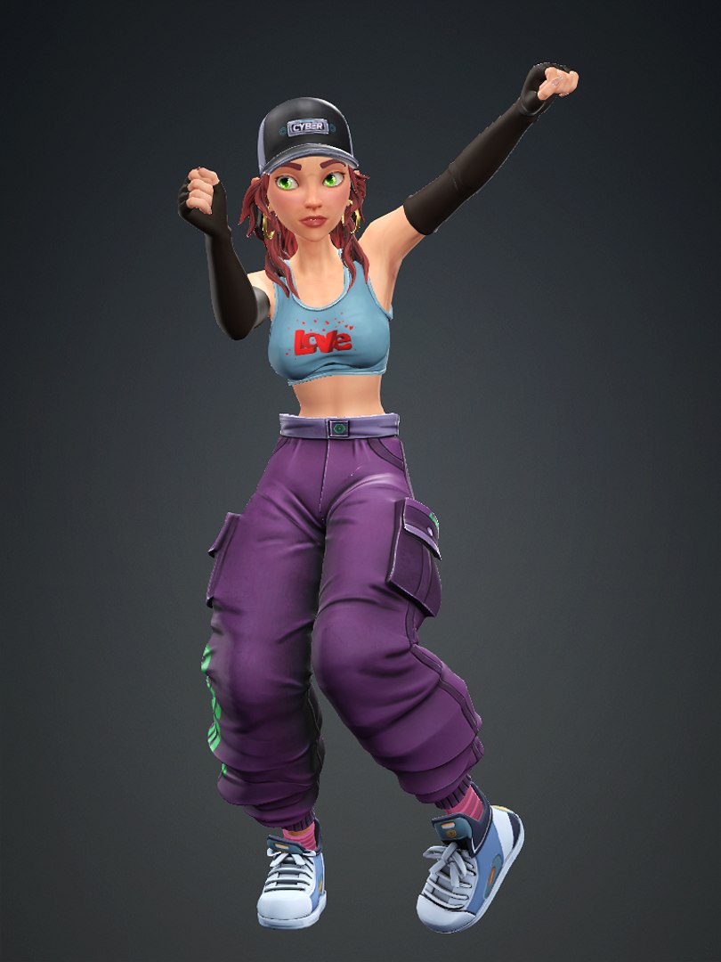 Cartoon Rigged Dance Girl-Supte Character 3D Model 3D model ...