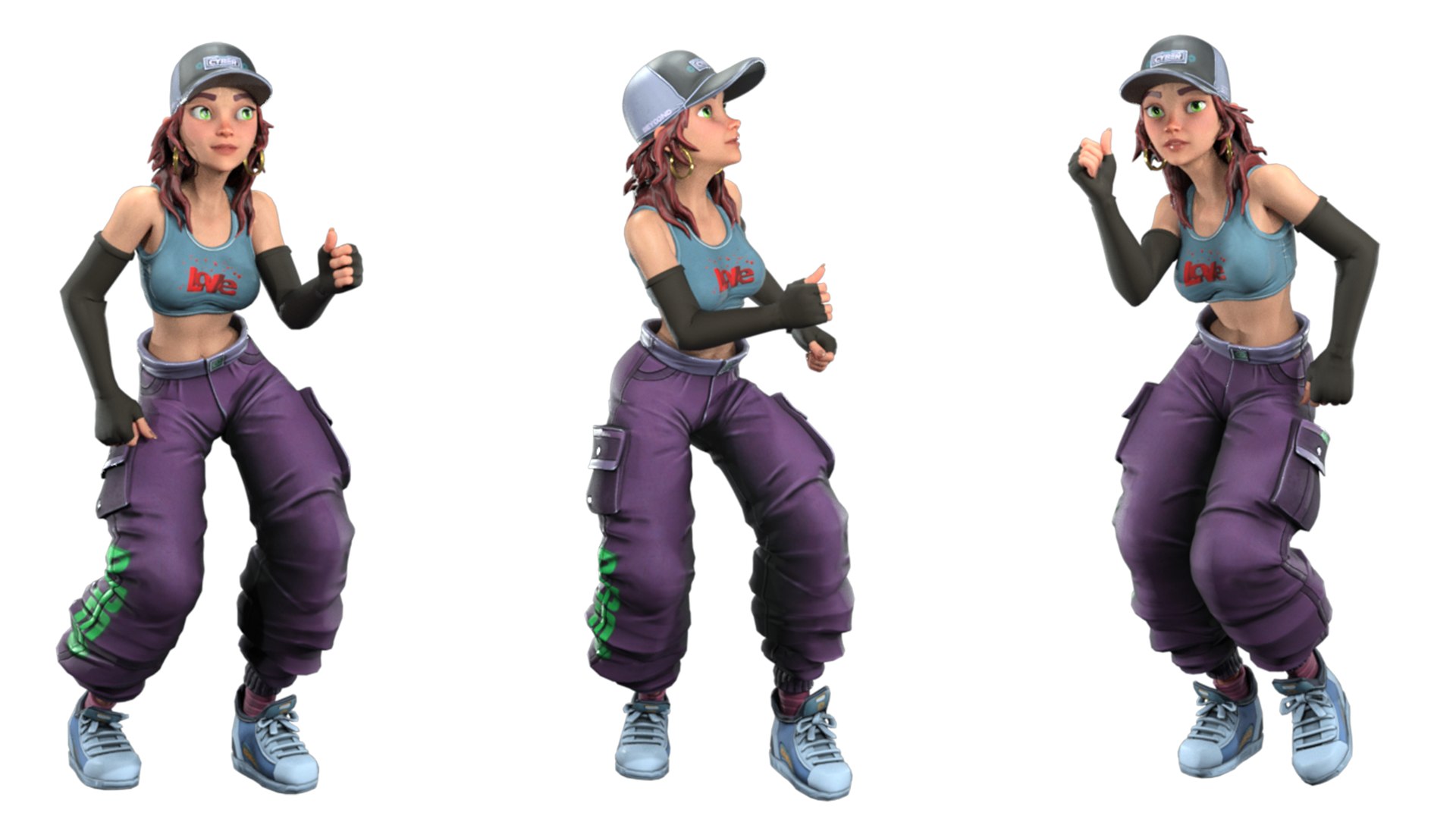 Cartoon Rigged Dance Girl-Supte Character 3D Model 3D model ...