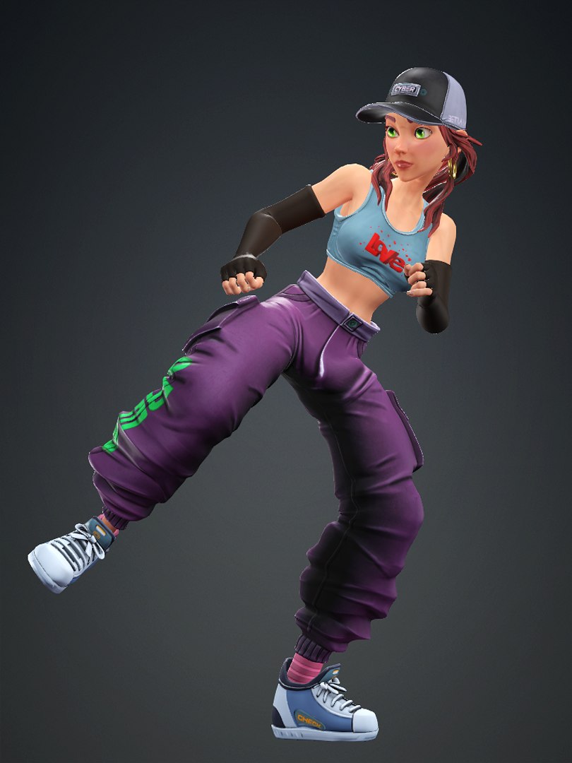 Cartoon Rigged Dance Girl-Supte Character 3D Model 3D model ...