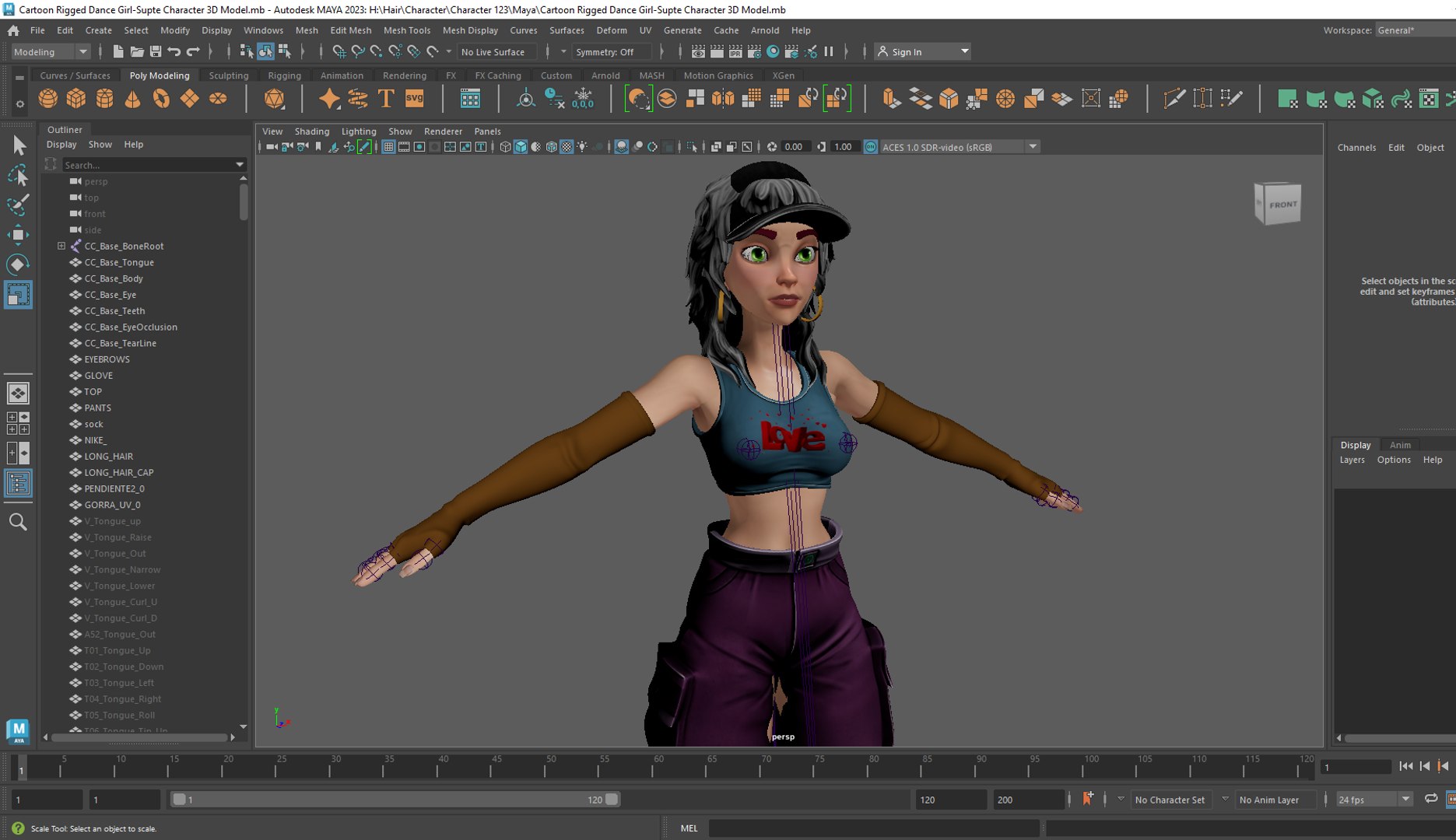 Cartoon Rigged Dance Girl-Supte Character 3D Model 3D model ...