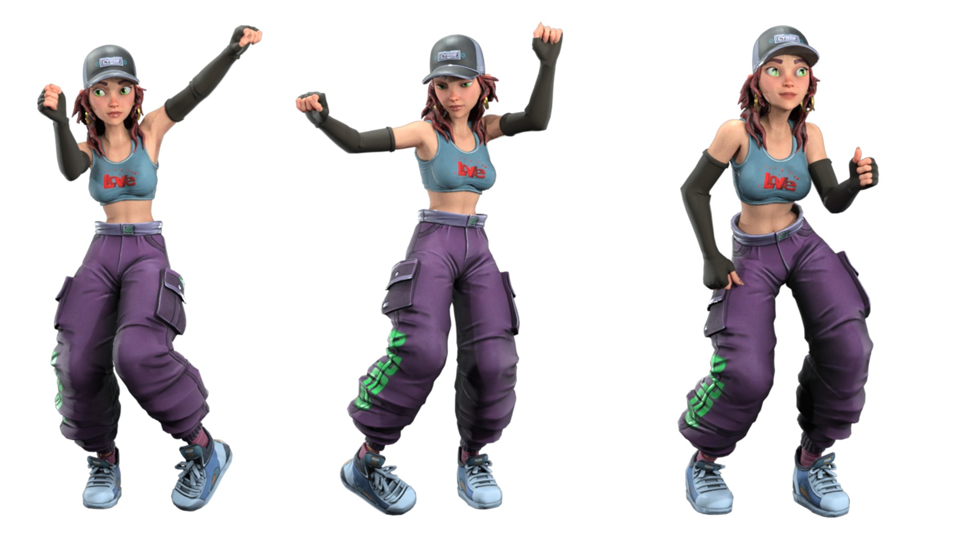 Cartoon Rigged Dance Girl-Supte Character 3D Model 3D model ...