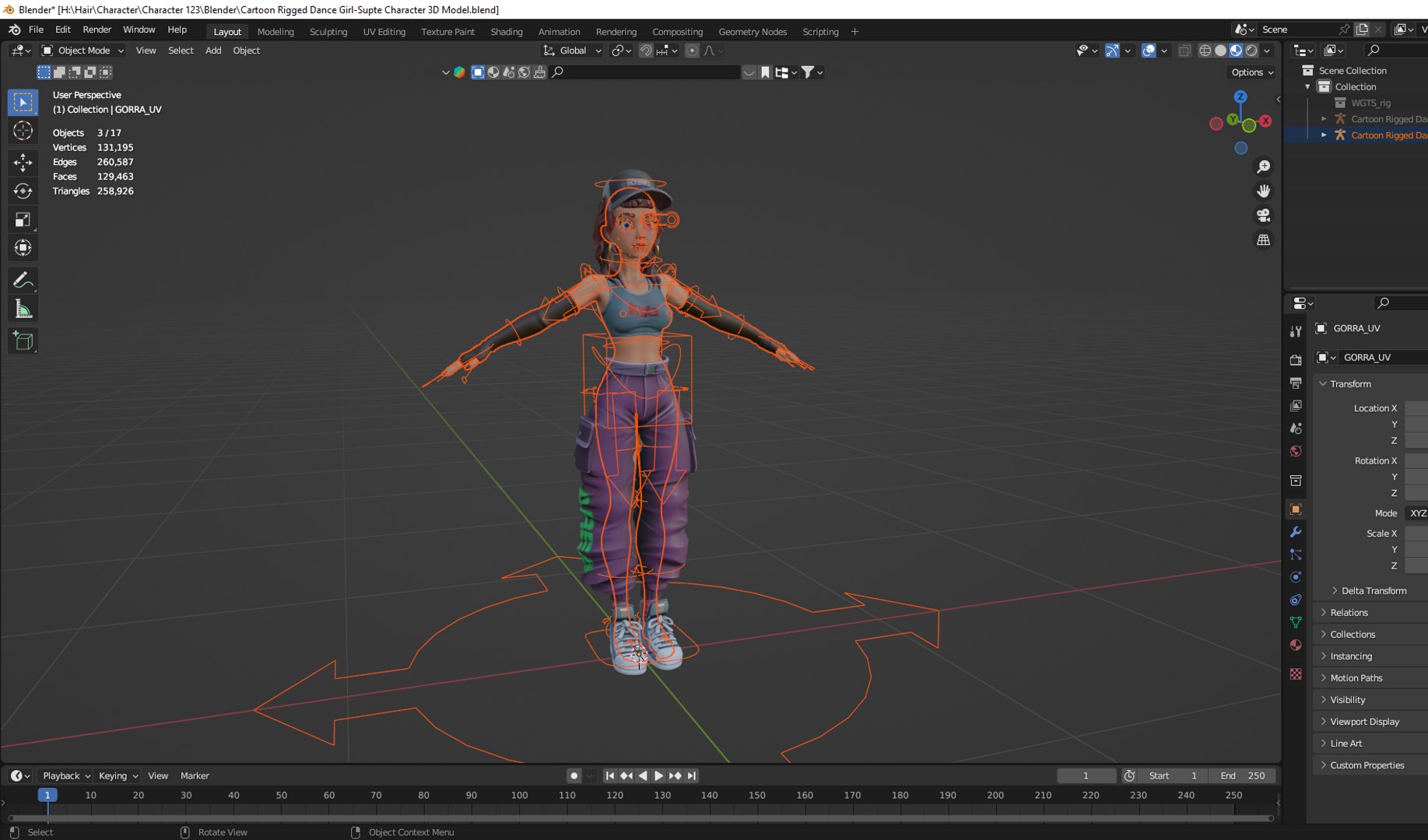 Cartoon Rigged Dance Girl-Supte Character 3D Model 3D model ...