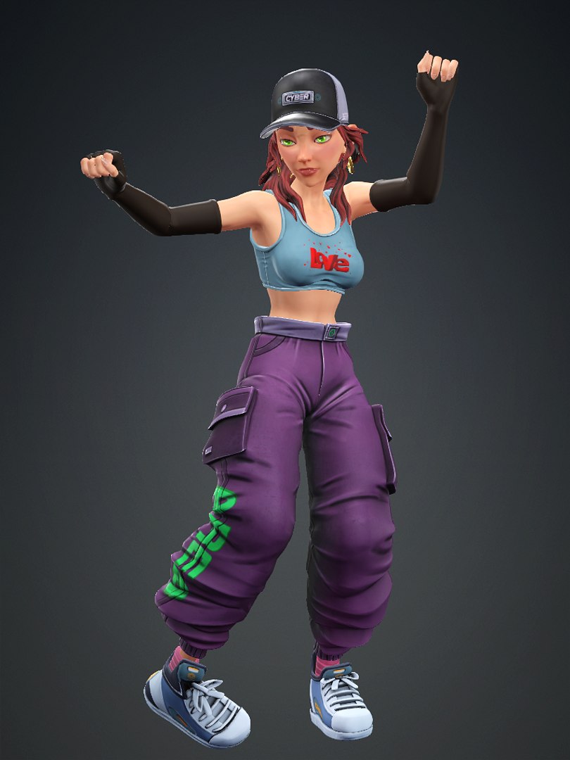 Cartoon Rigged Dance Girl-Supte Character 3D Model 3D model ...