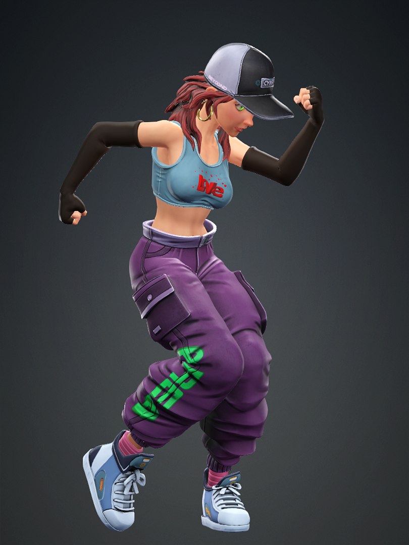 Cartoon Rigged Dance Girl-Supte Character 3D Model 3D model ...