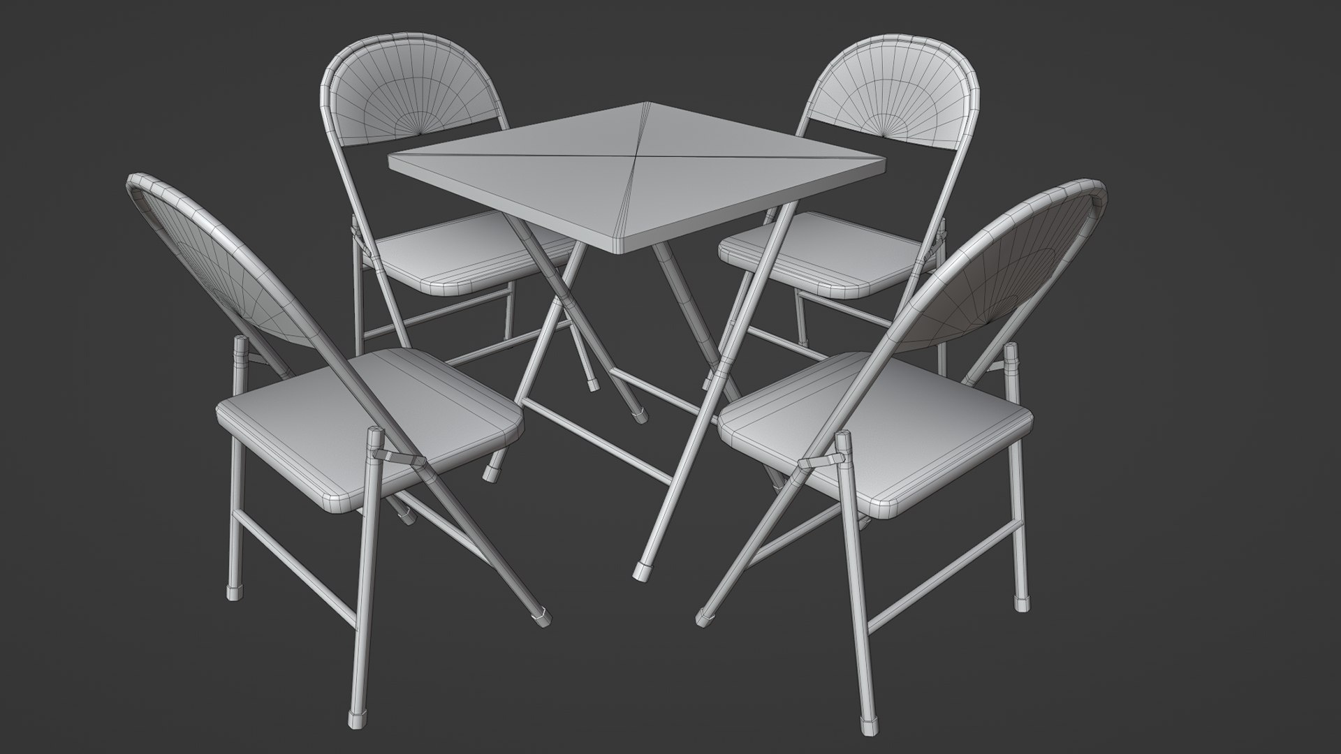 3D Square Folding Table With Folding Chair Model - TurboSquid 2189415