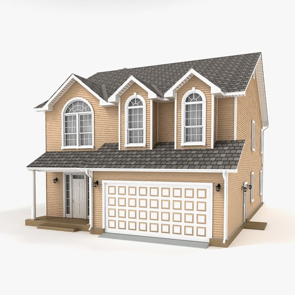 3d model two-story cottage