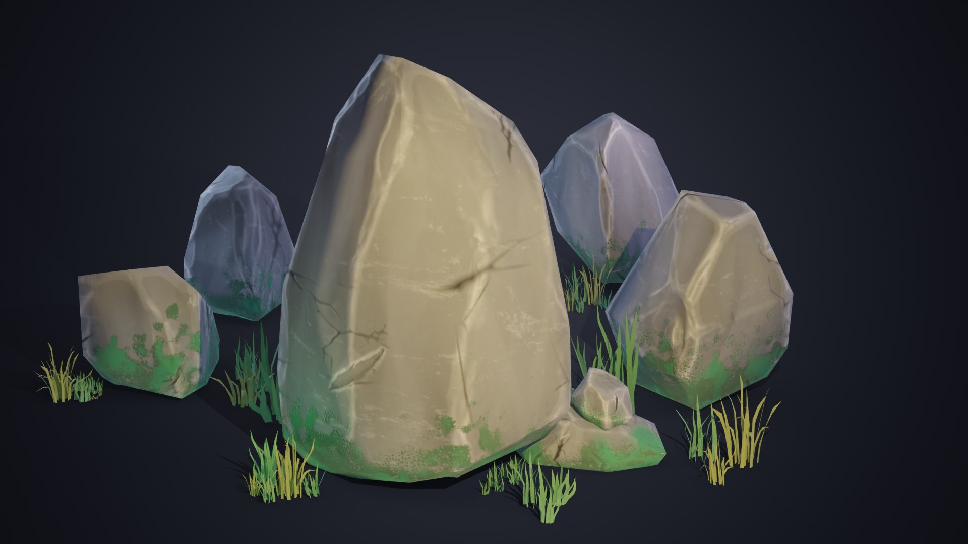 3D Set Of 10 Stylized Rocks - TurboSquid 1984752